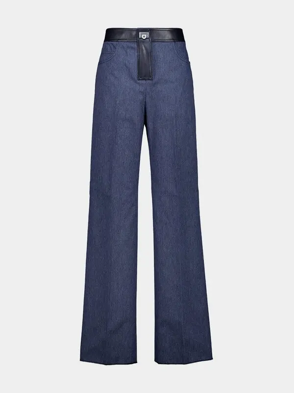 FERRAGAMO High-waisted Wide-leg Denim Trousers - Blue