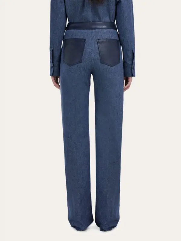 FERRAGAMO High-waisted Wide-leg Denim Trousers - Blue