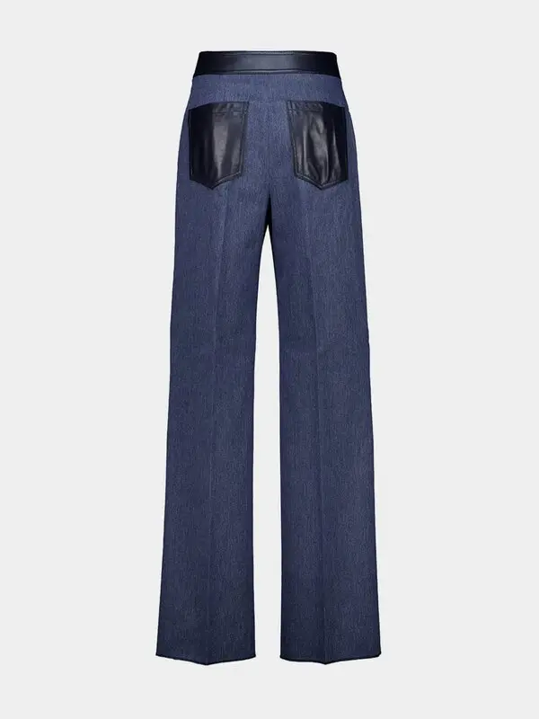 FERRAGAMO High-waisted Wide-leg Denim Trousers - Blue
