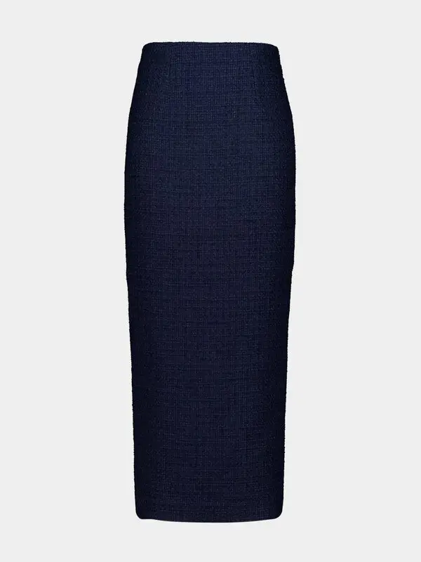Roland Mouret Bouclé Column Midi Skirt - Blue