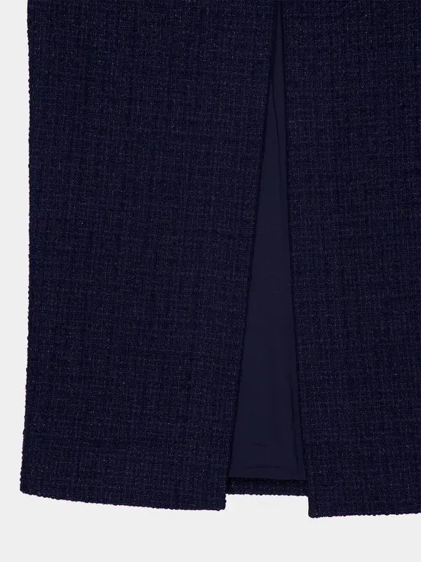 Roland Mouret Bouclé Column Midi Skirt - Blue