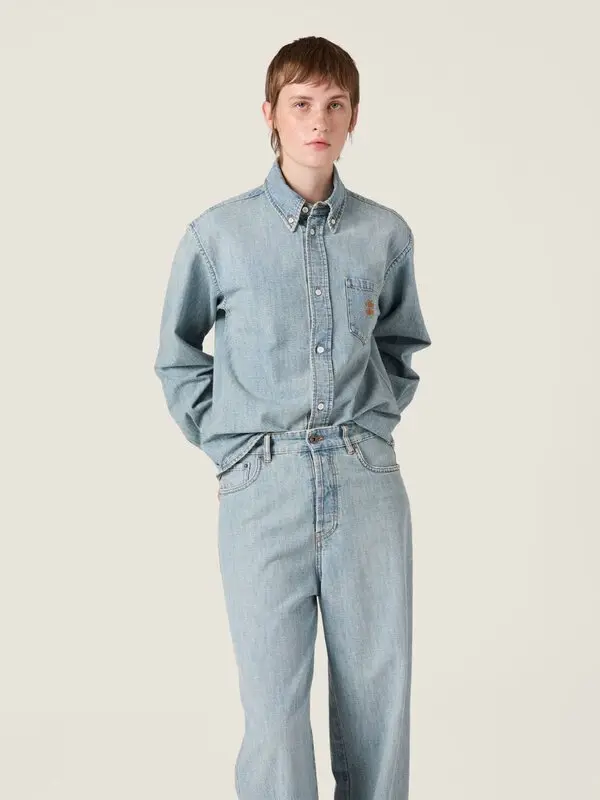 Miu Miu Oversized Chambray Shirt - Blue