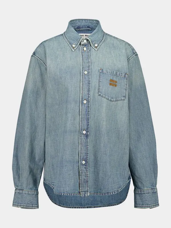 Miu Miu Light Chambray Oversized Shirt - Blue