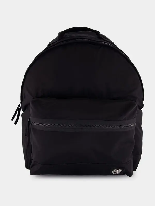 Stone Island Coated Nylon Backpack With Logo Patch - Black
