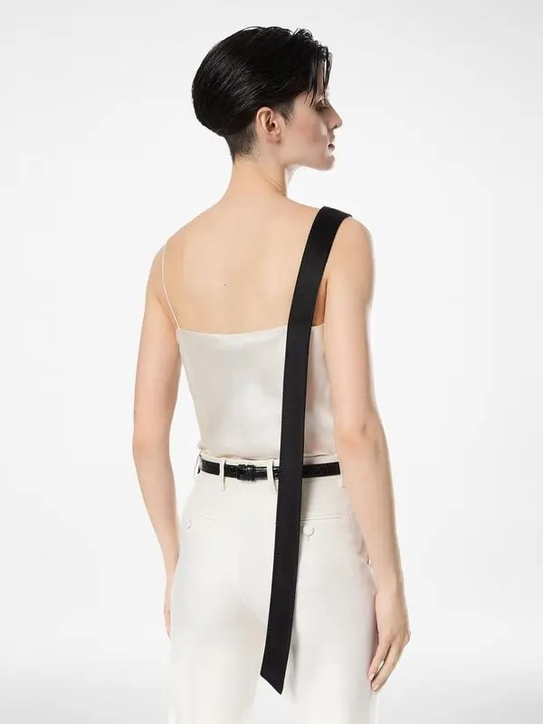 TOM FORD Silk Camisole With Tuxedo Band - White