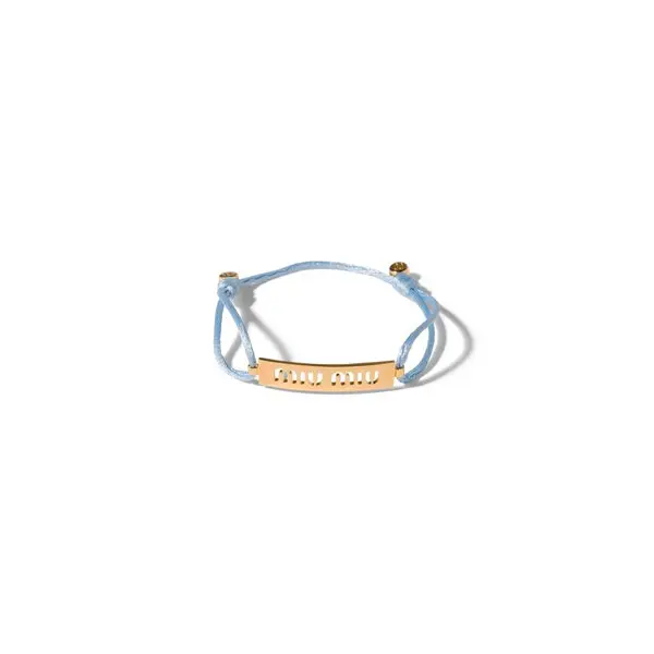 Miu Miu Metal And Cord Bracelet - Gold/sky Blue