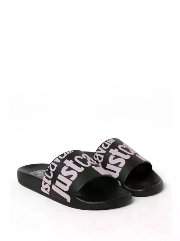 Just Cavalli Logo-embossed Tiger Slides - Black
