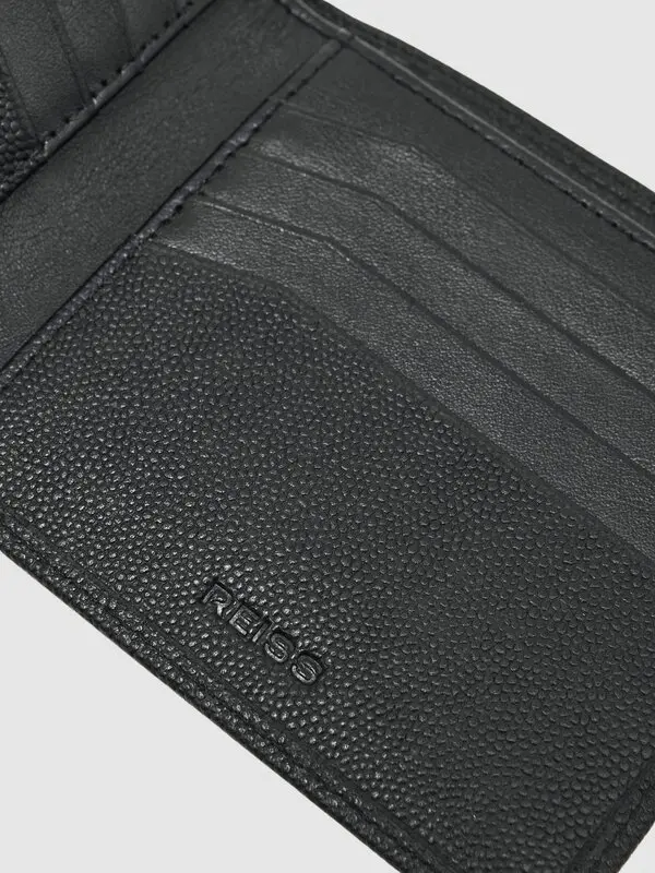REISS Henry Micro-grain Leather Wallet - Black