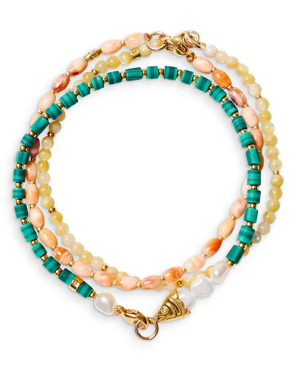 Chan Luu 3-pc. Set Gemstone Beaded Flex Bracelets - Malachite