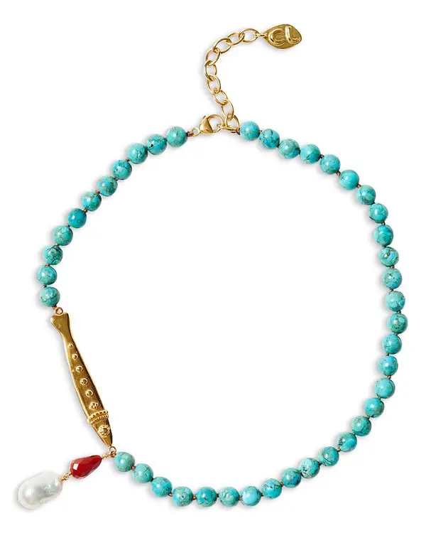 Chan Luu Gemstone And Fish Charm Beaded Pendant Necklace - Turquoise