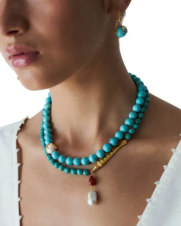 Chan Luu Gemstone And Fish Charm Beaded Pendant Necklace