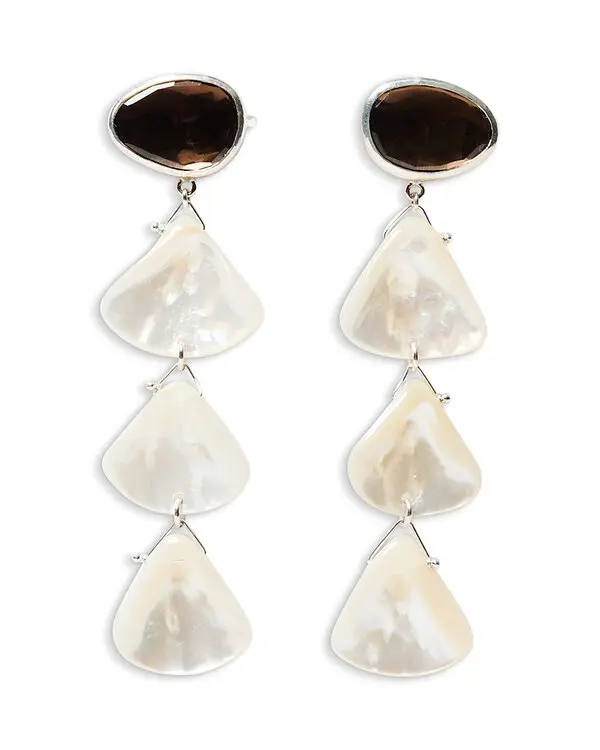 Chan Luu Smoky Quartz & Mother Of Pearl Drop Earrings - White Mop