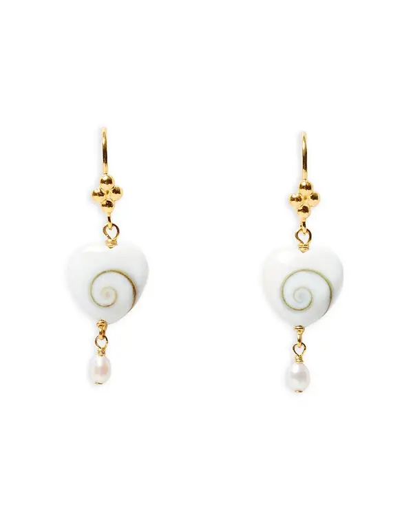 Chan Luu Shiva Heart & Cultured Freshwater Pearl Drop Earrings - White Pearl
