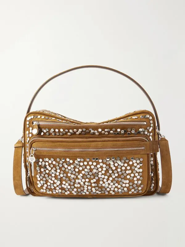 Acne Studios Embellished Suede Camera Bag - Brown