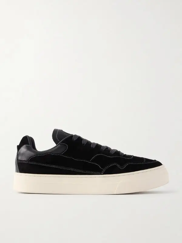 OMNI Matta Leather-trimmed Suede Sneakers - Black