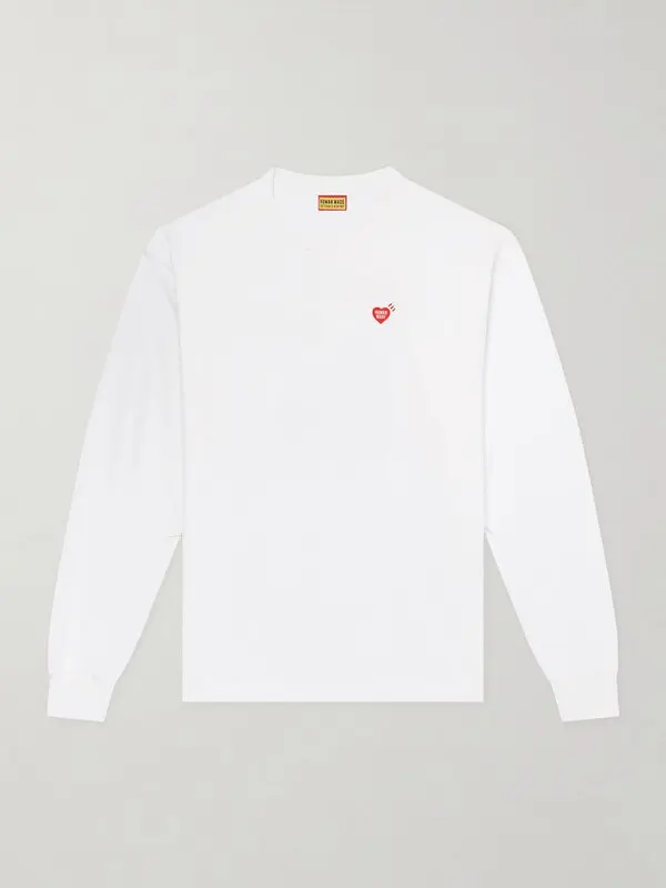 HUMAN MADE Logo-appliquéd Cotton-jersey T-shirt - White