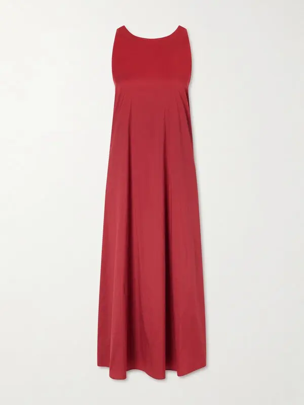 Max Mara Cotton-blend Taffeta Maxi Dress - Burgundy