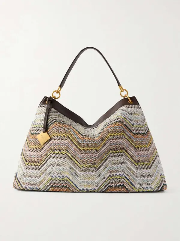 Missoni Sequined-embellished Striped Woven Shoulder Bag - Beige