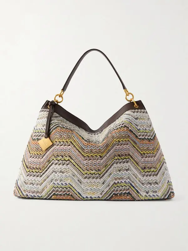 Missoni Sequined-embellished Striped Woven Shoulder Bag - Neutrals