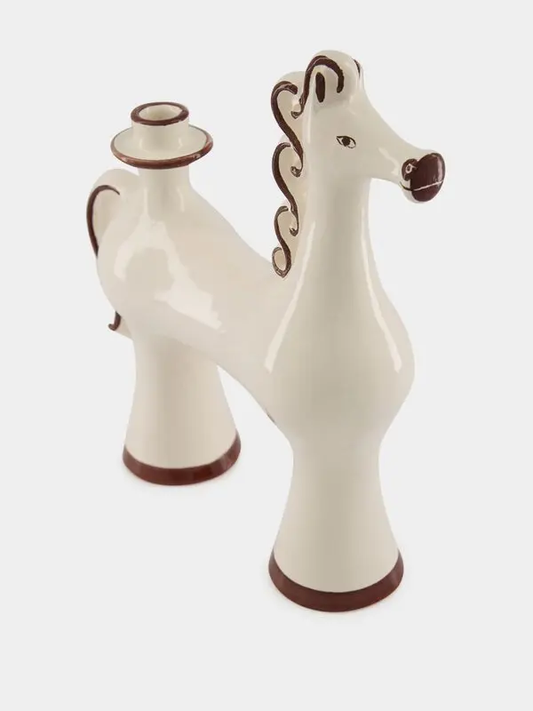 LES-OTTOMANS Italian Heritage Ceramic Horse Candle Holder