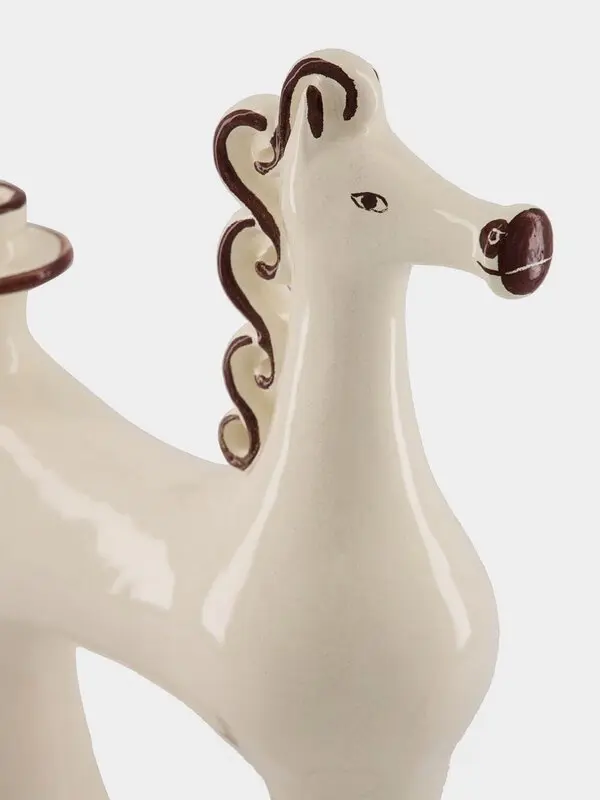 LES-OTTOMANS Italian Heritage Ceramic Horse Candle Holder