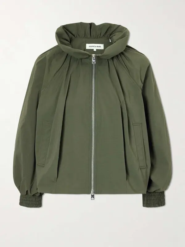 Veronica Beard Circe Faille Bomber Jacket - Army Green