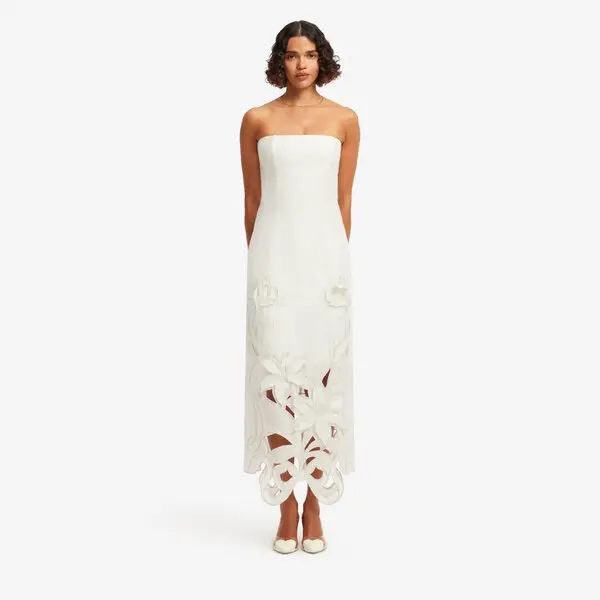 LEO LIN Rayna Appliqué Bustier Maxi Dress - Snow