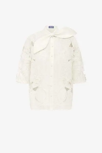 LEO LIN Brooklyn Appliqué Bow Puff Sleeve Top