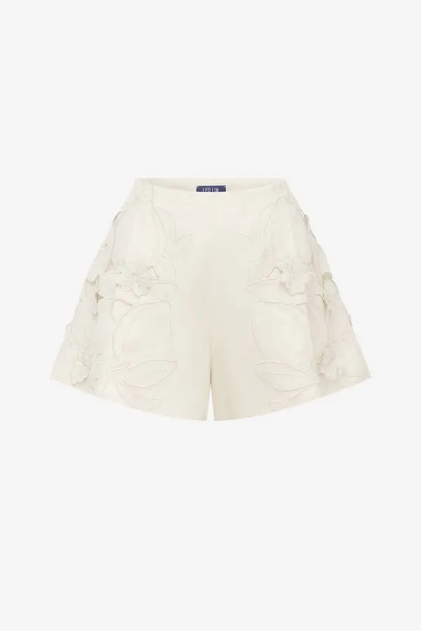 LEO LIN Abby Appliqué Shorts - Snow