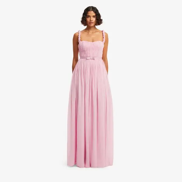LEO LIN Angelina Ruffled Floor Length Dress - Pastel Pink
