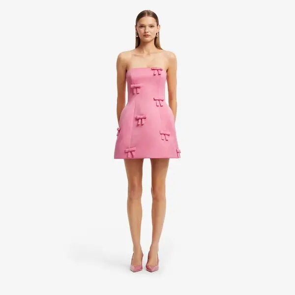 LEO LIN Roselle Bow Mini Dress - Fuchsia