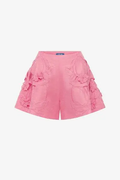LEO LIN Abby Appliqué Shorts - Fuchsia