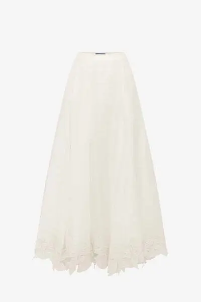 LEO LIN Leila Appliqué Midi Skirt - Snow