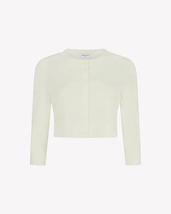 Serena Bute Fitted Cropped Cardigan - White