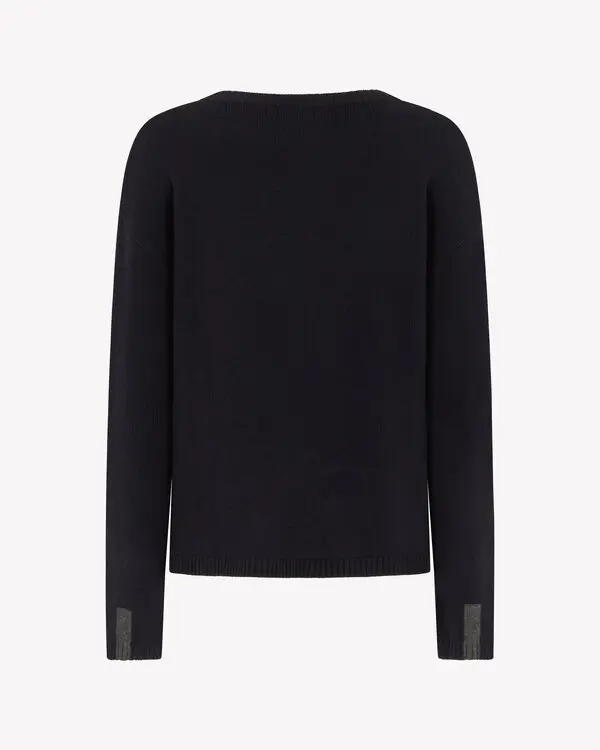 Serena Bute Merino Wool Relaxed Fit Jumper - Navy
