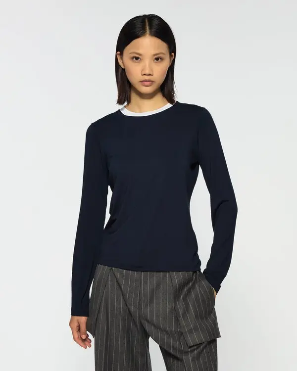 Serena Bute Jersey Long Sleeve T-shirt - Navy