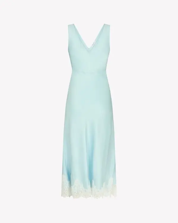 Serena Bute Satin Midi Dress With Lace Hem