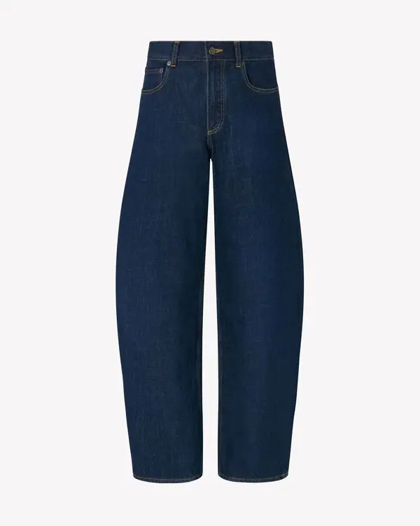 Serena Bute Barrel Leg Denim Jeans - Navy