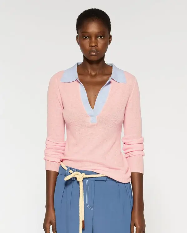 Serena Bute Silk Blend Henley - Pink