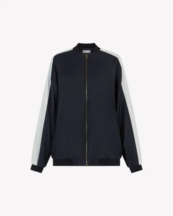 Serena Bute Cashmere Blend Bomber Jacket - Navy