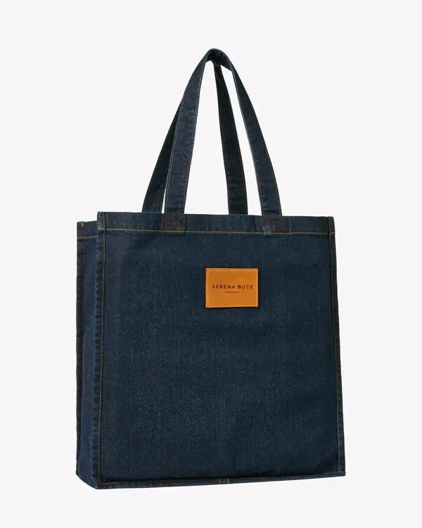 Serena Bute Cotton Denim Tote Bag - Navy