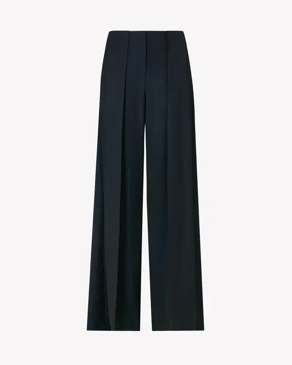 Serena Bute Wool Pleated Trouser - Navy