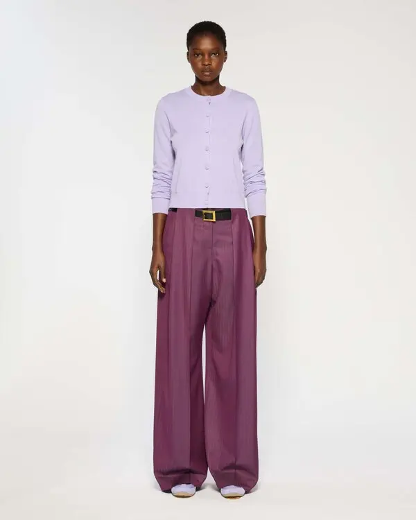 Serena Bute Wool Beltloop Pleated Trouser - Purple