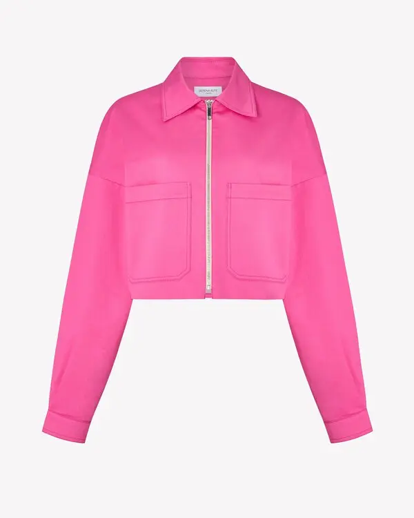 Serena Bute Cotton Gabardine Cropped Jacket - Pink