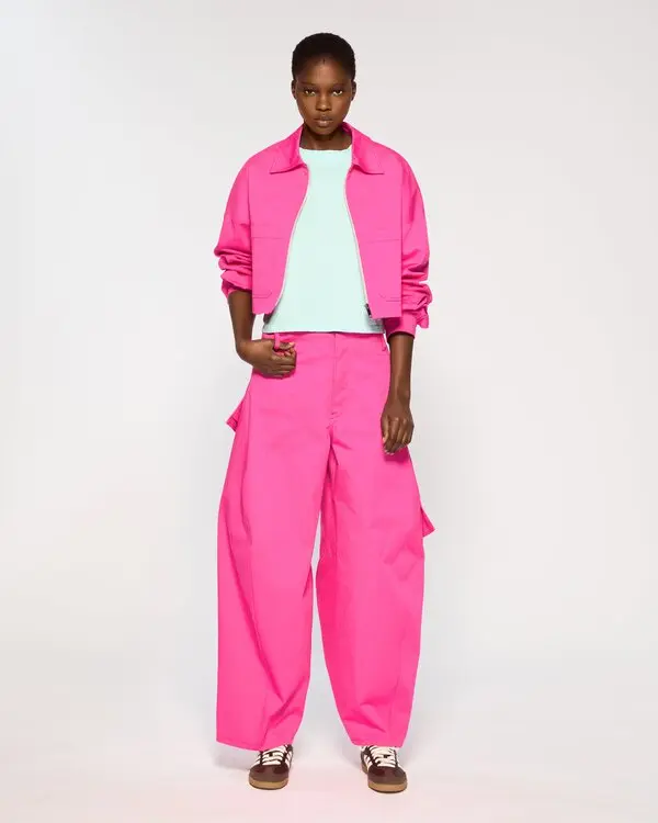 Serena Bute Cotton Gabardine Barrel Leg Cargo Trouser - Pink