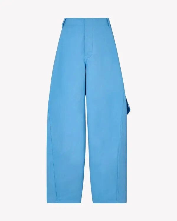 Serena Bute Cotton Gabardine Barrel Leg Cargo Trousers - Blue