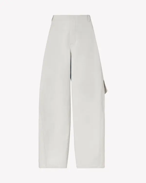 Serena Bute Cotton Gabardine Barrel Leg Cargo Trousers - Light Grey