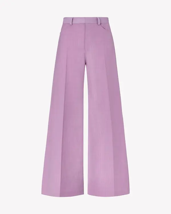 Serena Bute Wool Wide Leg Trouser - Lavender