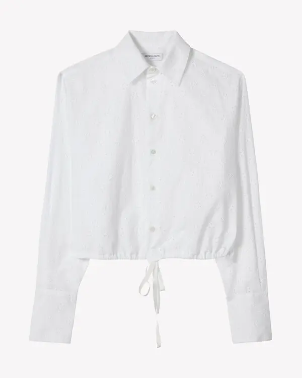 SERENA BUTE LONDON Broderie Drawstring Shirt - White