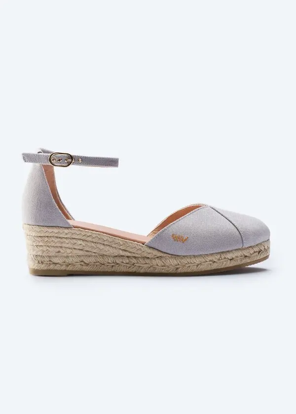 VISCATA Formiga Canvas Espadrille Wedges - Ash Grey
